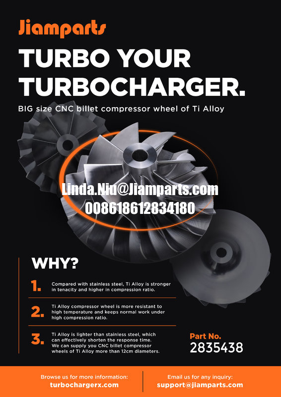 Holset Titanium Turbocharger Impeller Billet Compressor Wheel HE800FG/HX82/HX83 2835438 Hot Sell in STOCK